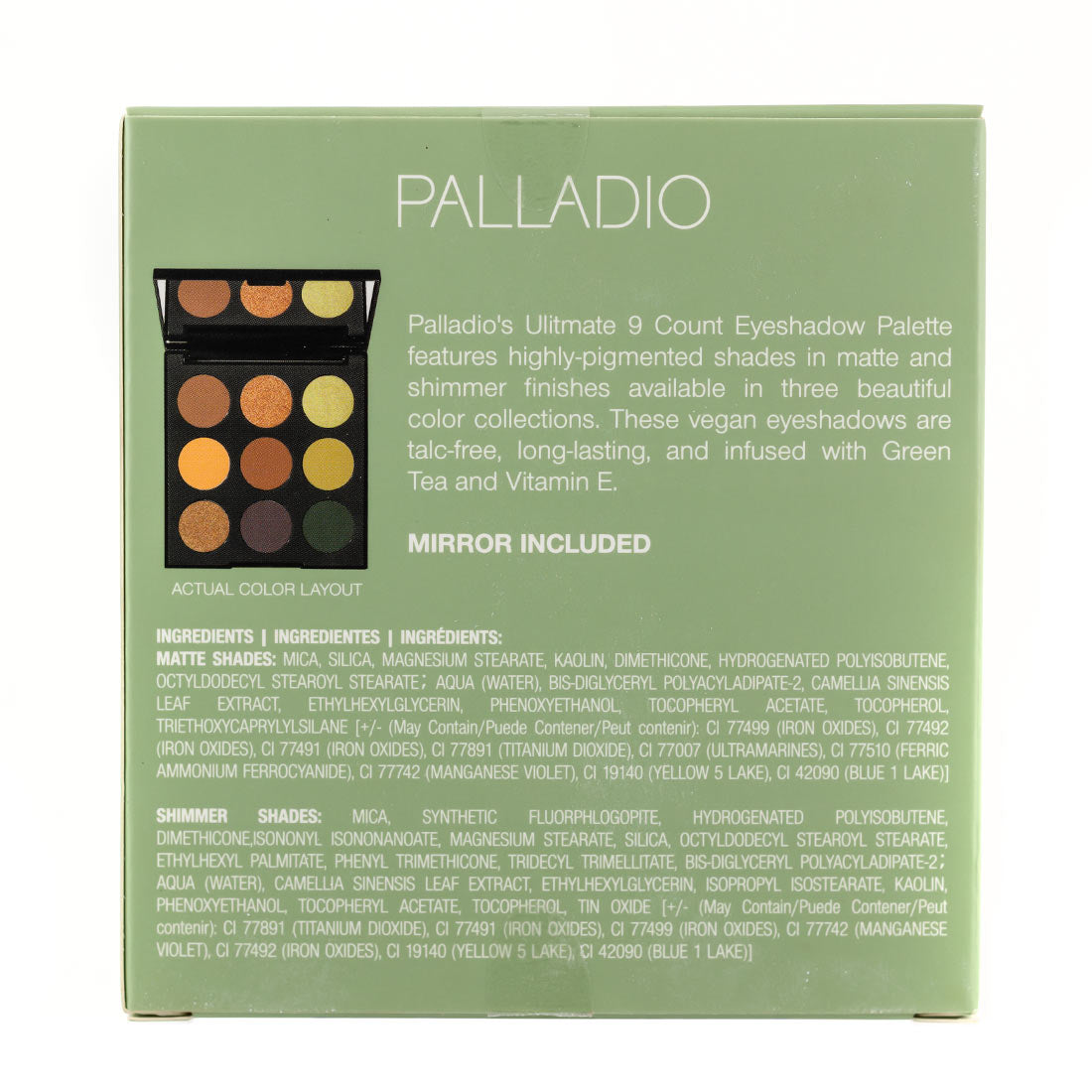 Vegan Eyeshadow | 9 Count Talc-Free Shadow Palette | Palladio Beauty